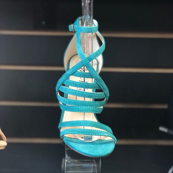 So Me | Shoes | Chunky Heel Teal Sandals | Poshmark